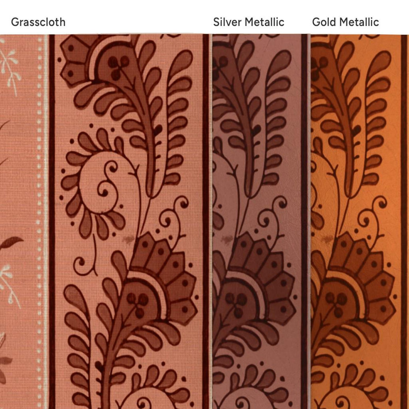 Coral Stripe Grasscloth Wallpaper - 1880 Victorian Stripe by Adrienne ...