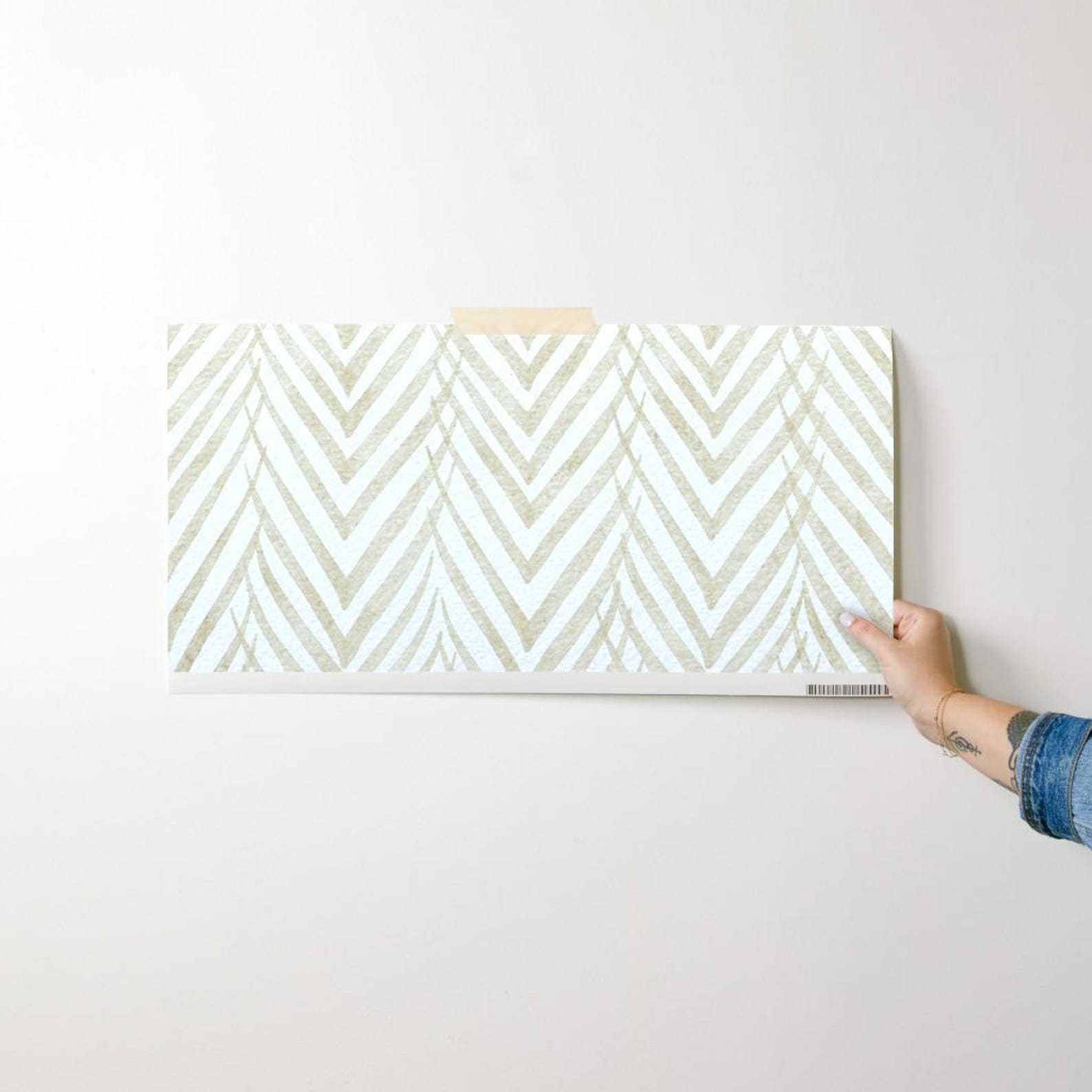 Botanical Chevron Grasscloth Wallpaper - Palm Leaf Stripe by ...