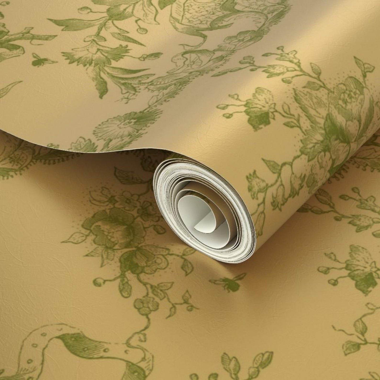 Victorian Toile Gold or Silver Metallic Wallpaper - Bronwyn Toile by ...