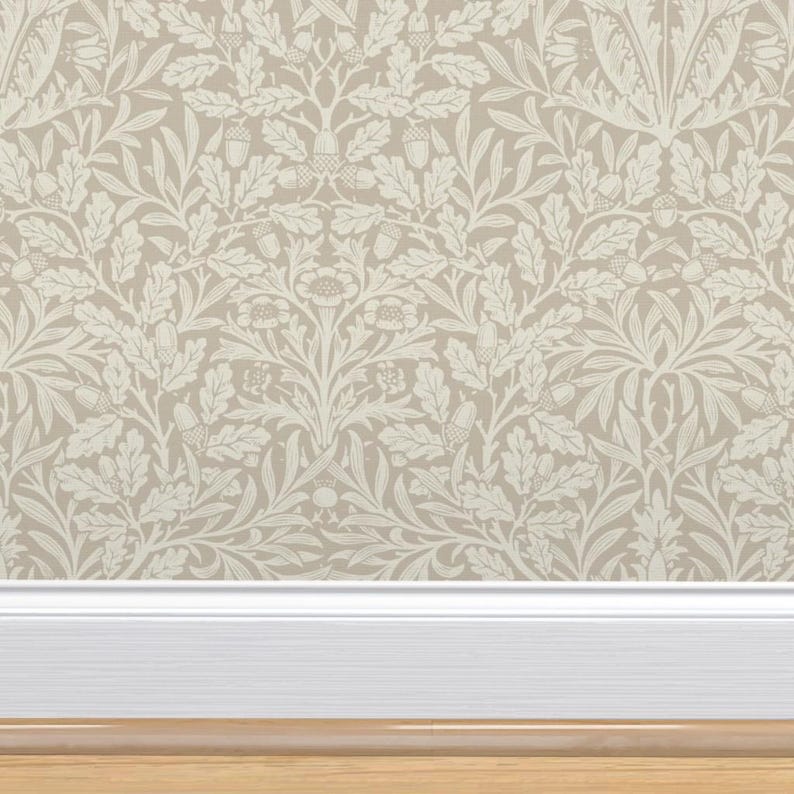 Vintage Neutral Grasscloth Wallpaper - Acorn William Morris by ...