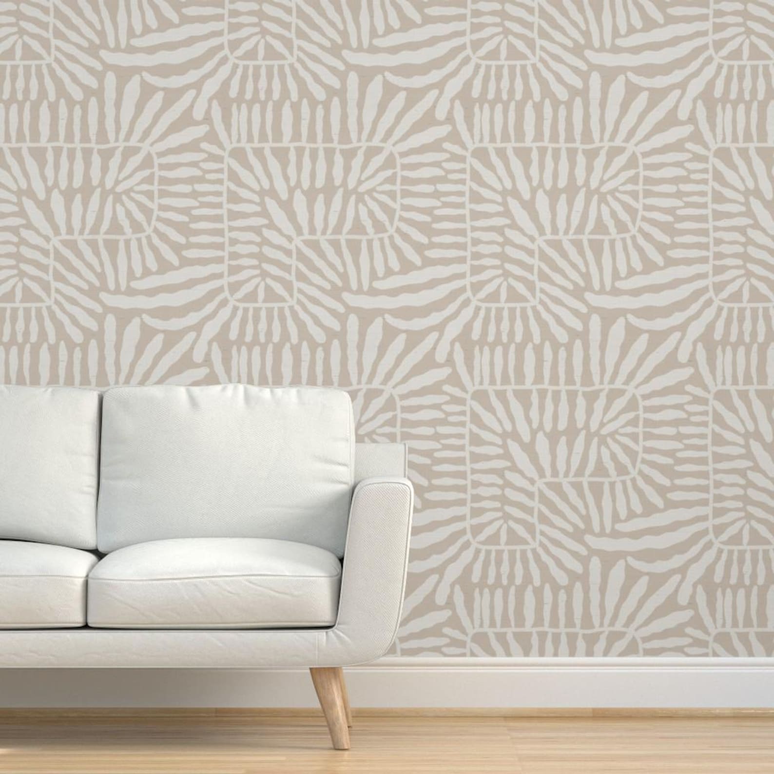 Neutral Botanical Grasscloth Wallpaper Leaf Abstract Taupe by Etienne ...