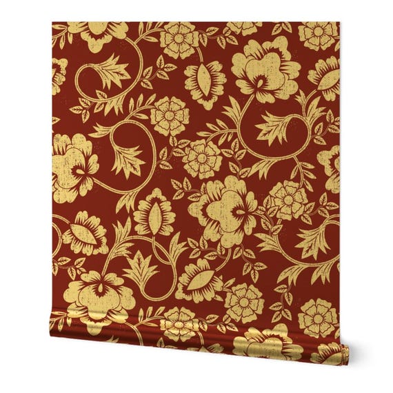 Red Gold And Silver Metallic Wallpaper Golden Arches, 4277, Gray
