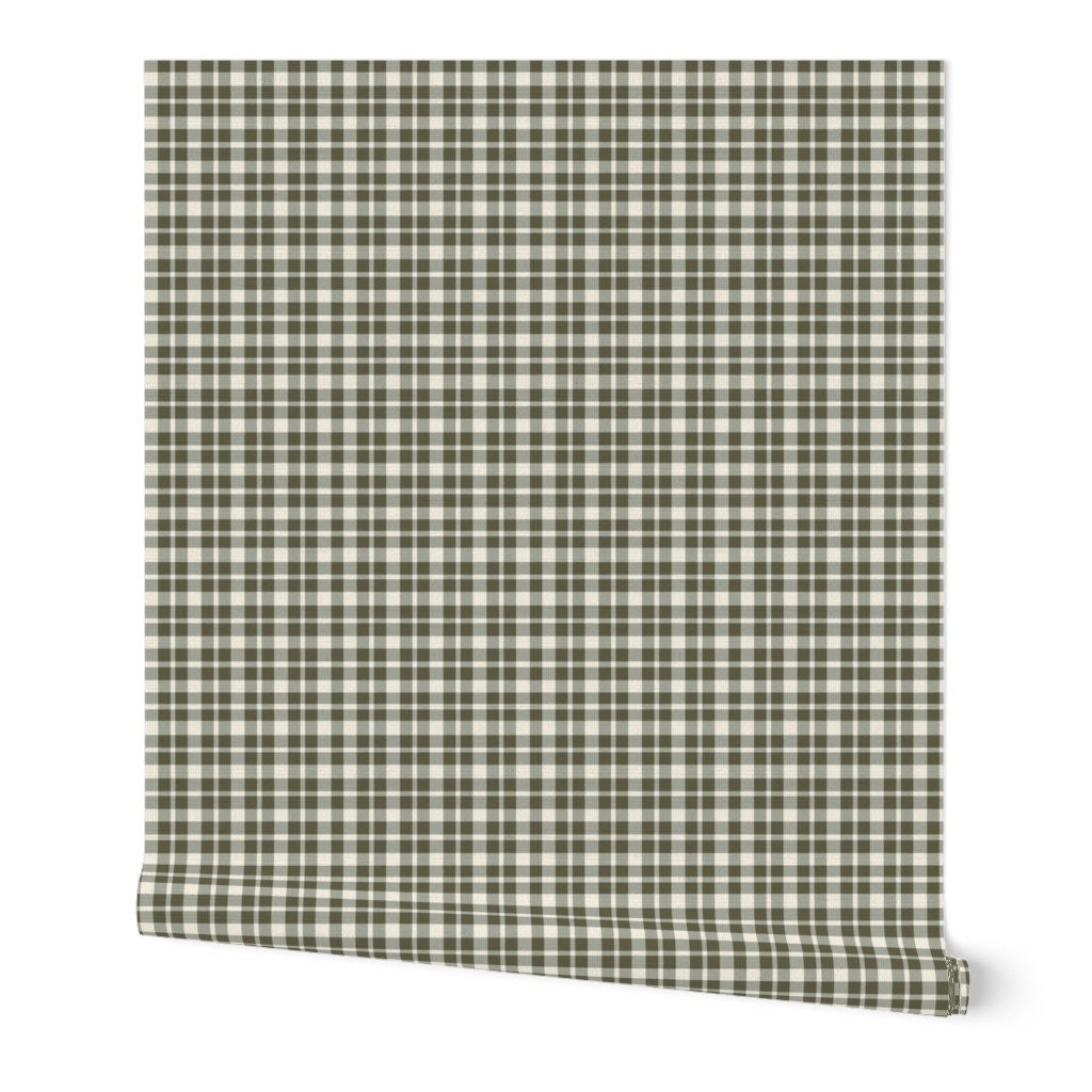 Sage Green Plaid Grasscloth Wallpaper Heritage Plaid by ...