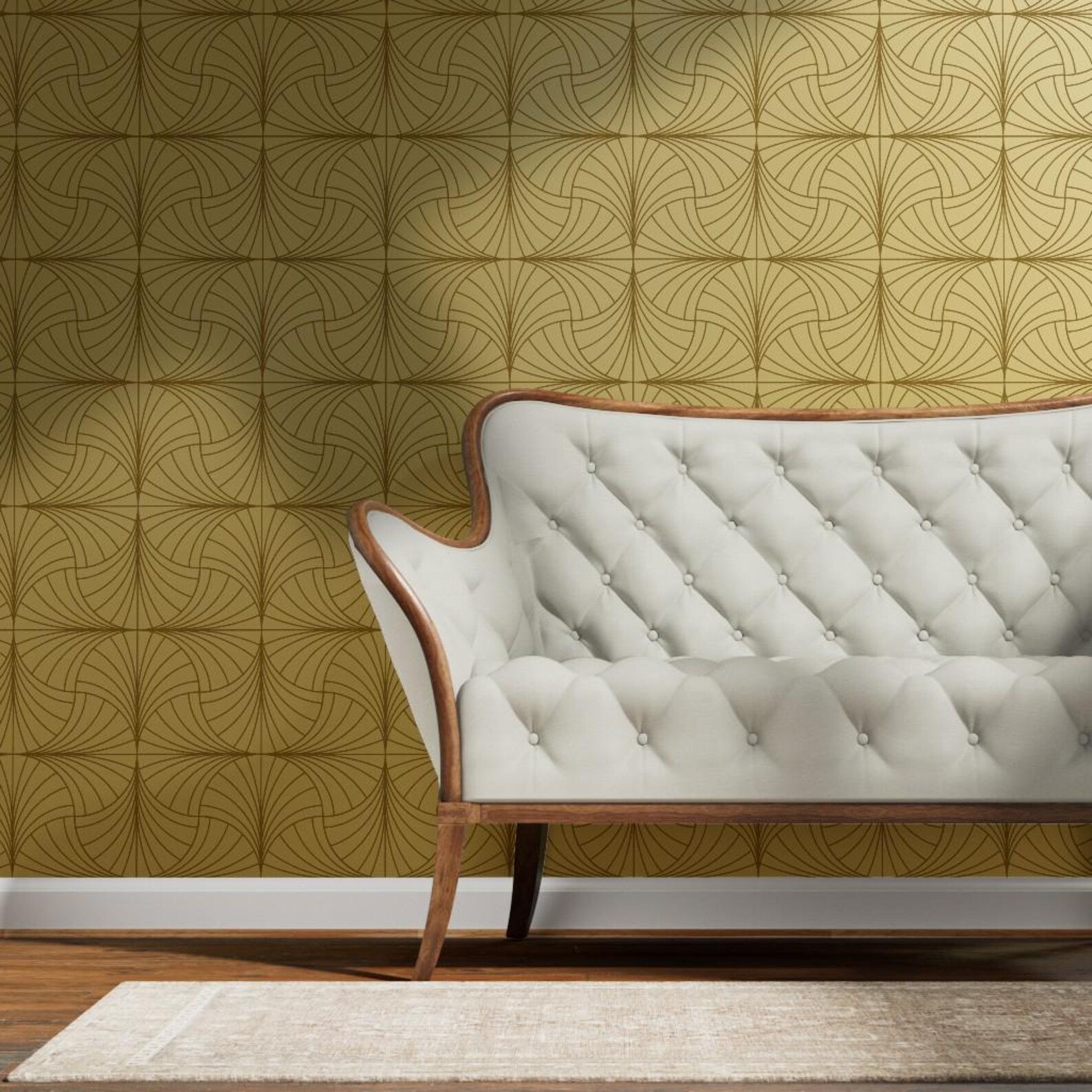 Art Deco Gold or Silver Metallic Wallpaper - Inter Wave Gold on White ...