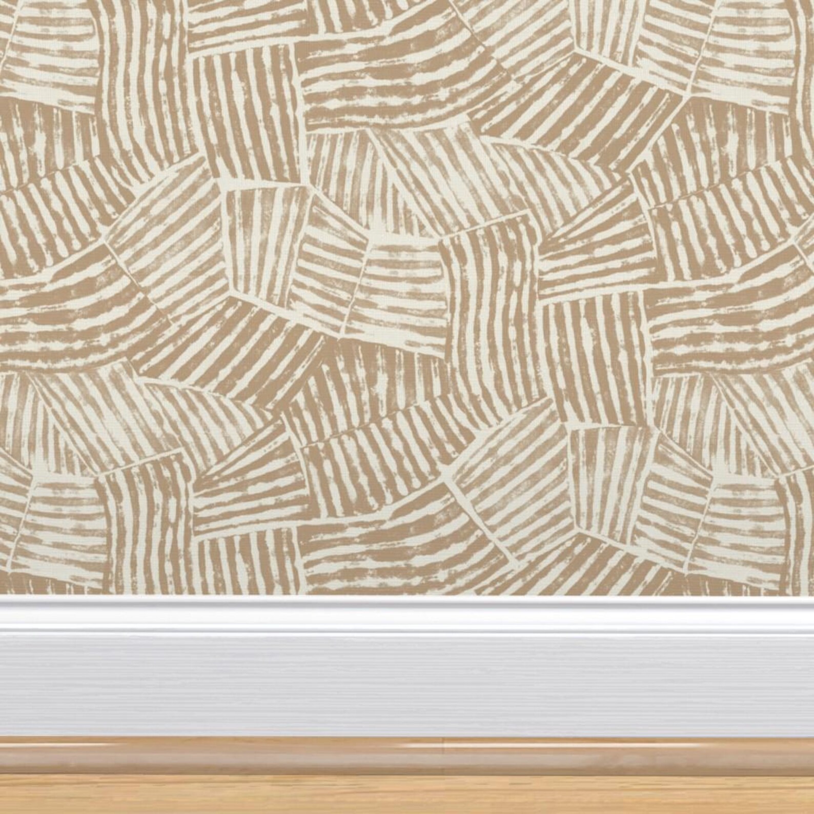 Tan Brushstroke Grasscloth Wallpaper - Abstract Midcentury by ...