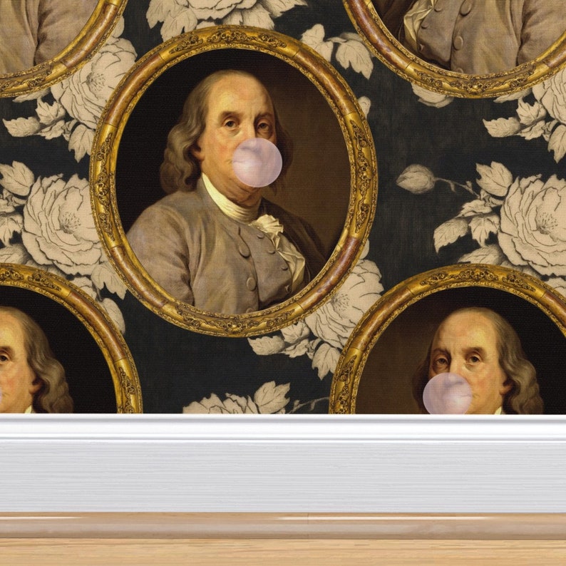 Benjamin Franklin Grasscloth Wallpaper Franklin Bubblegum by Rebelmod ...