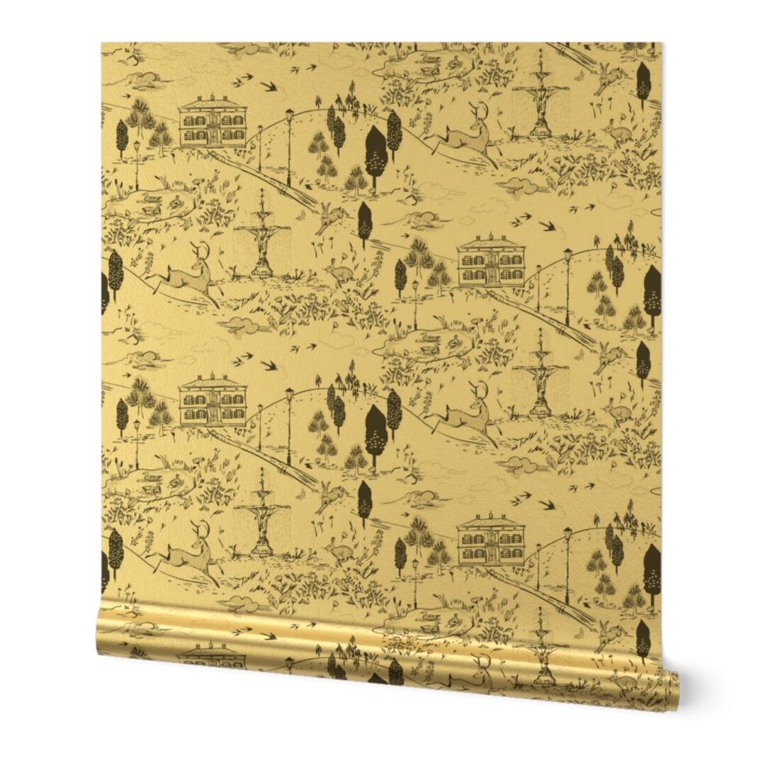 Toile Gold or Silver Metallic Wallpaper - Le Parc Toile (whiteblack) by ...