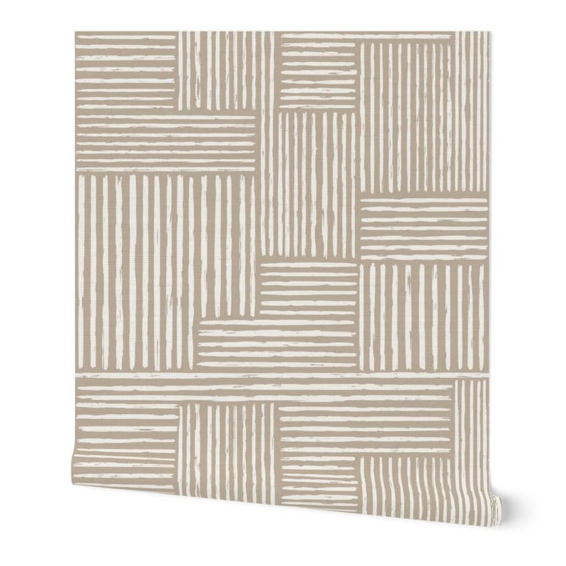Tan Brushstroke Grasscloth Wallpaper - Brush Abstract Tan by Furbuddy ...