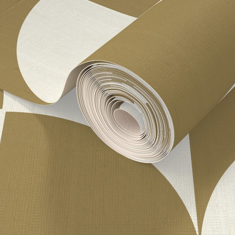 Art Deco Scallop Grasscloth Wallpaper Round Checker Gold by Anvil ...