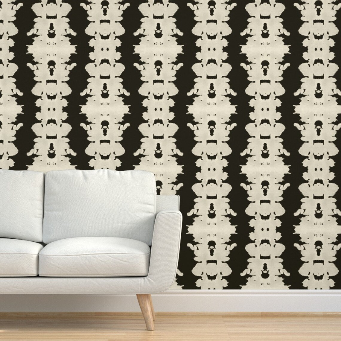 Inkblot Grasscloth Wallpaper Inkblot by Danika_herrick Black Cream ...