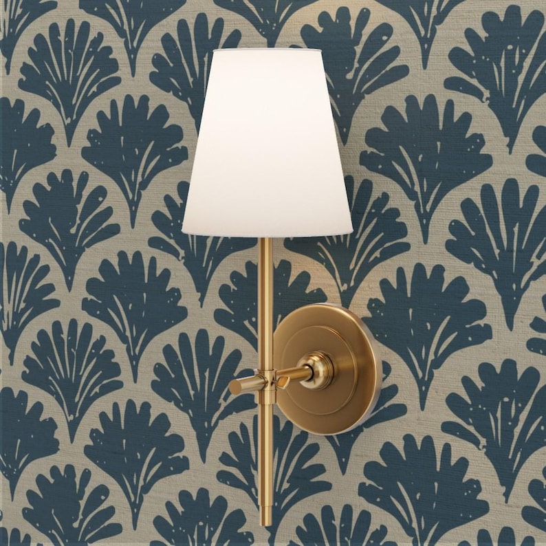 Sea Shell Scallop Grasscloth Wallpaper - Coastal Blue by Teri_the ...