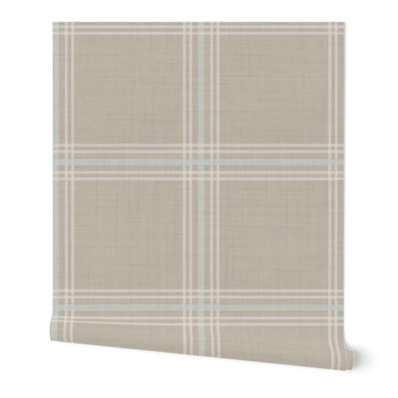 Neutral Plaid Grasscloth Wallpaper - Windowpane by Devondesignco ...