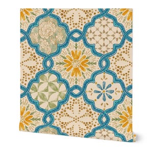 Geometric Tile Grasscloth Wallpaper - Kitchen Backsplash Tiles by ...