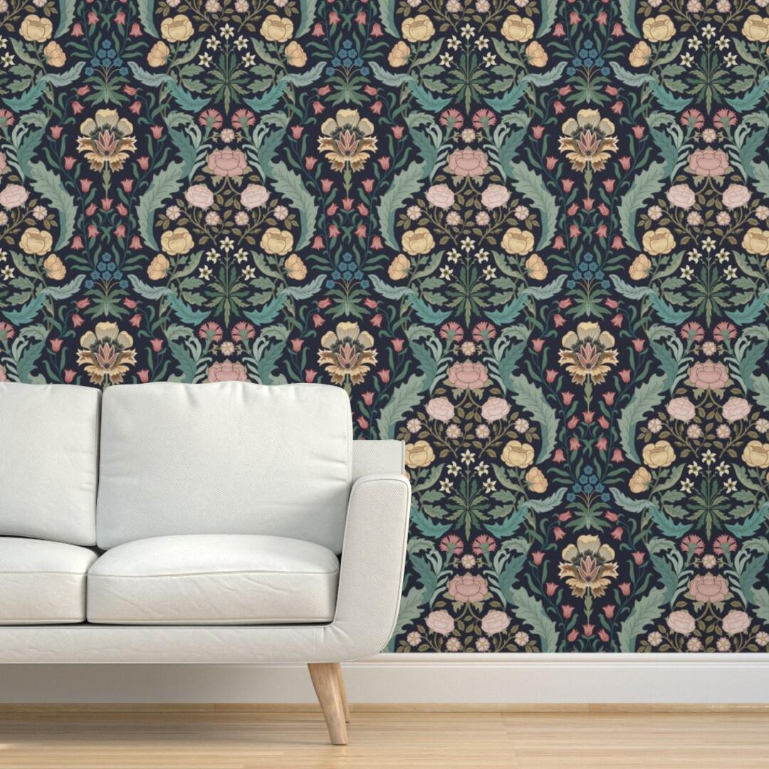 Victorian Rose Grasscloth Wallpaper - Victorian Floral by ...