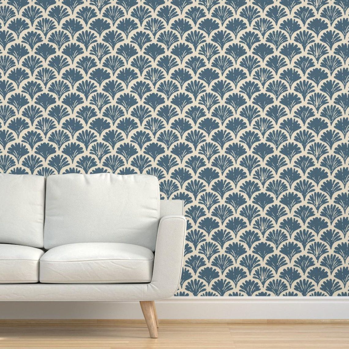 Sea Shell Scallop Grasscloth Wallpaper - Coastal Blue by Teri_the ...