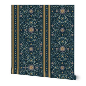 Victorian Grasscloth Wallpaper - Victorian Garden in Blue by Emibeebuzz ...
