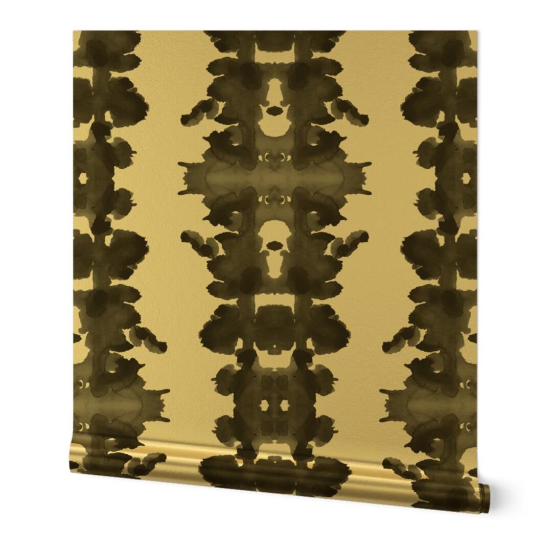 Black Ink Blot Gold or Silver Metallic Wallpaper - Cream Inkblot by ...