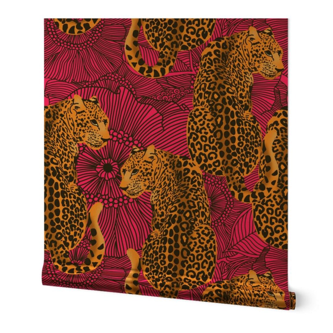 Maximalist Leopard Gold or Silver Metallic Wallpaper - Leopard ...