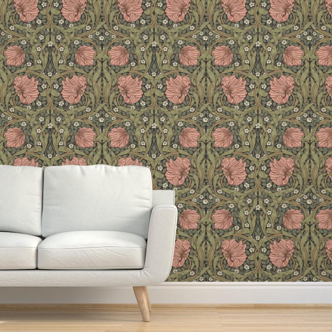Victorian Floral Grasscloth Wallpaper - Pimpernel by Utart - William ...