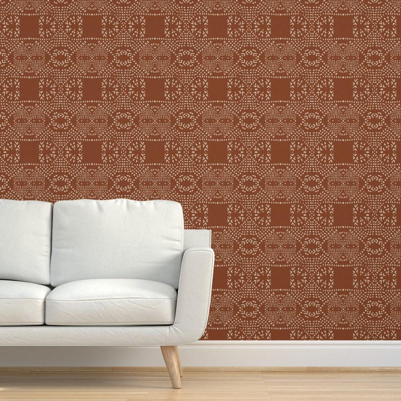 Rust Farmhouse Grasscloth Wallpaper - Terra Boho Rust by Holli ...