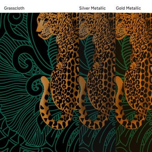 Jaguar Green Gold or Silver Metallic Wallpaper - Leopard Exotic Jungle ...