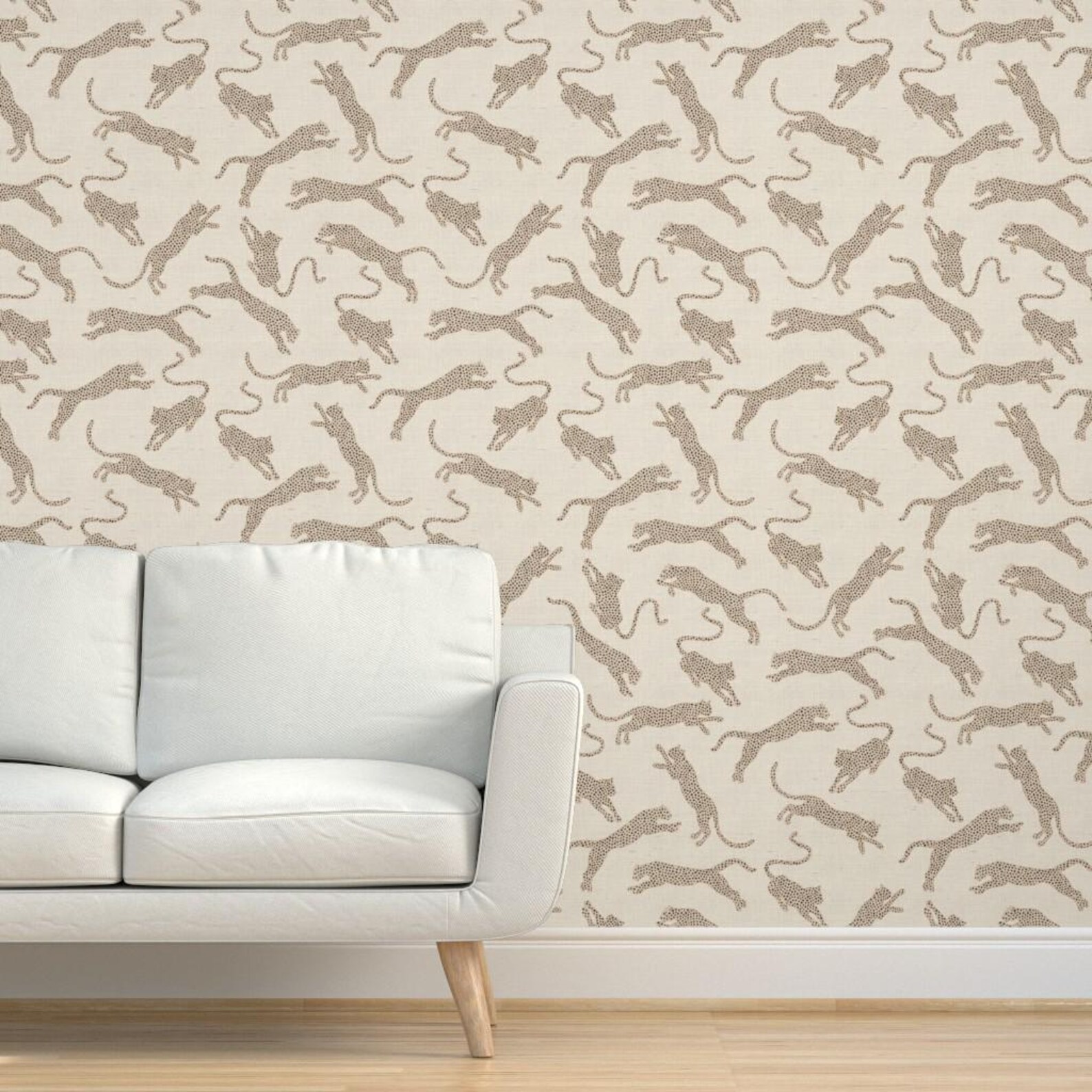Neutral Leopard Grasscloth Wallpaper - Cozy Leopards by Evamatise ...