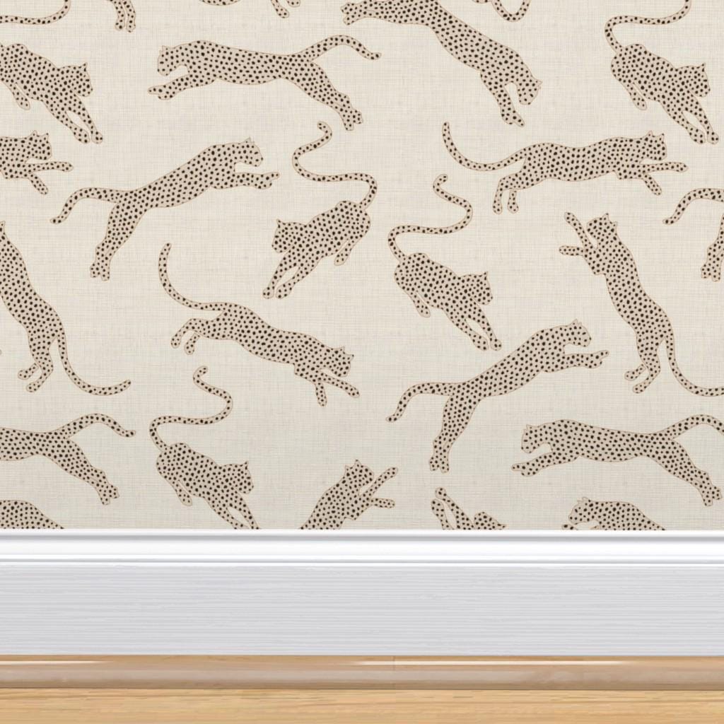 Neutral Leopard Grasscloth Wallpaper - Cozy Leopards by Evamatise ...
