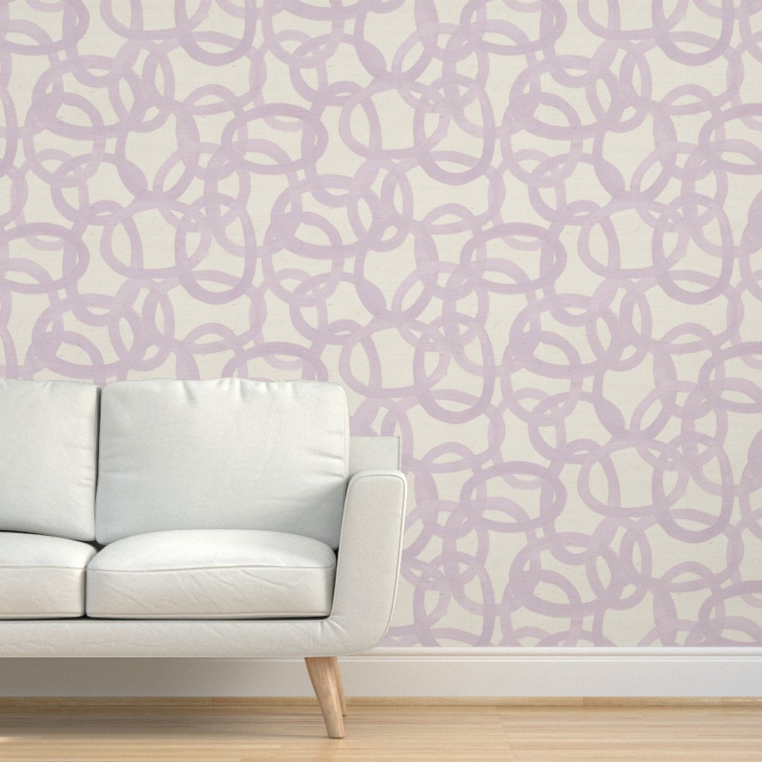 Lavender Loops Grasscloth Wallpaper Lilac Circles by Danika_herrick ...