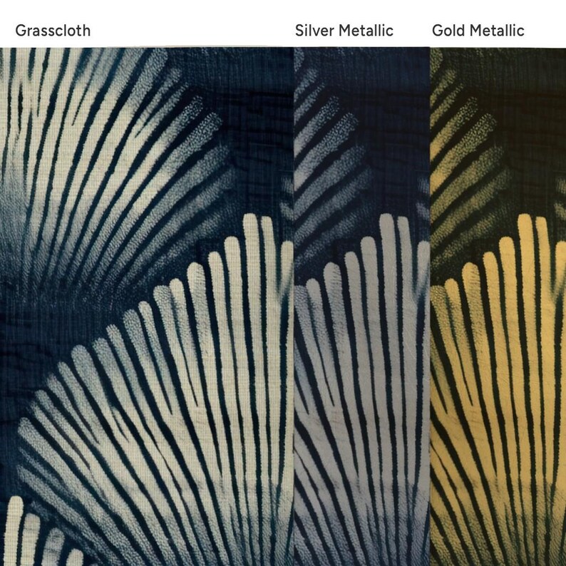 Indigo Shells Grasscloth Wallpaper - Coastal Abstract Sisal by ...