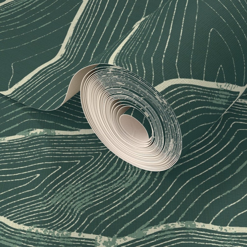Forest Green Grasscloth Wallpaper Mountains by Bold_and_brash Mountain ...