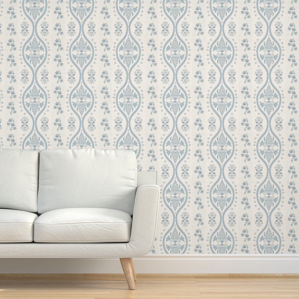 Pastel Blue Ogee Grasscloth Wallpaper Collette Blue Stripe by Etienne ...