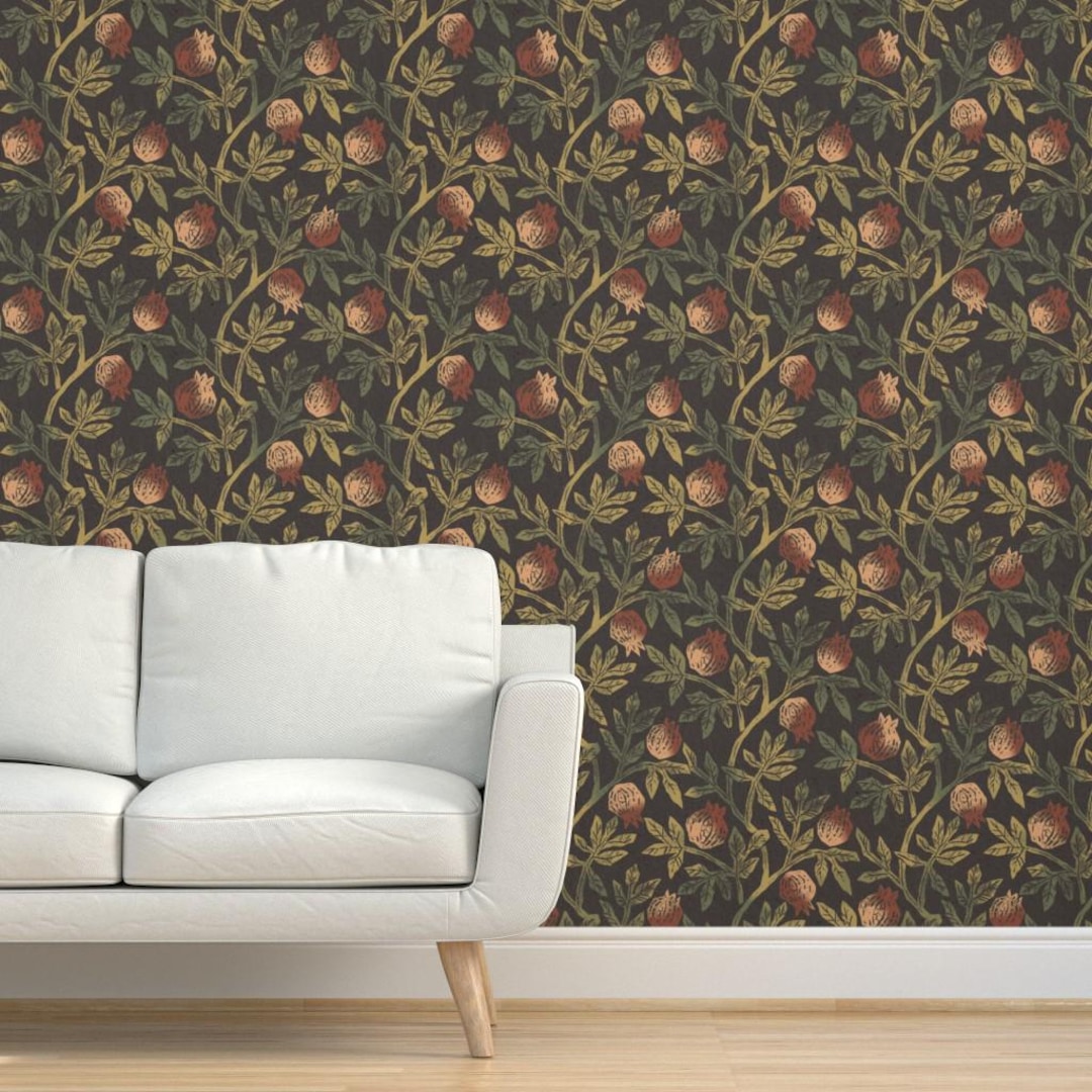 Victorian Grasscloth Wallpaper - Pomegranate Brown by Apostrofodesign ...