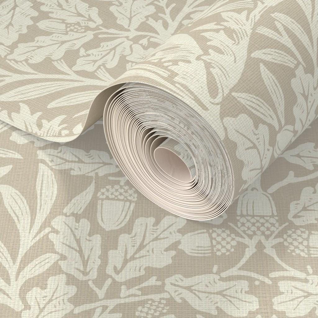 Vintage Neutral Grasscloth Wallpaper - Acorn William Morris by ...