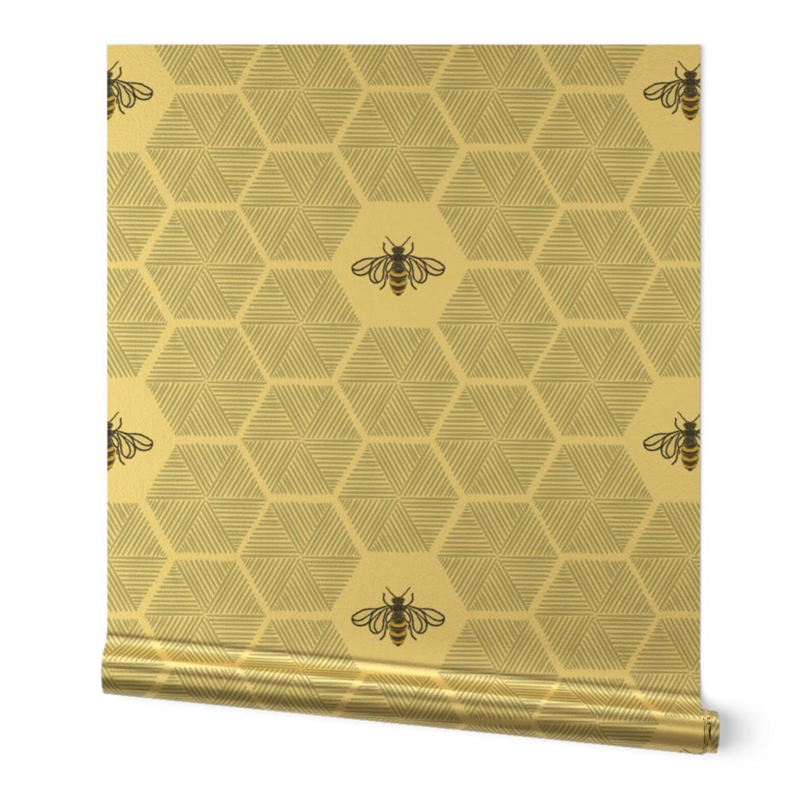 Light Blue Bees Gold or Silver Metallic Wallpaper - Stitched Bees by ...