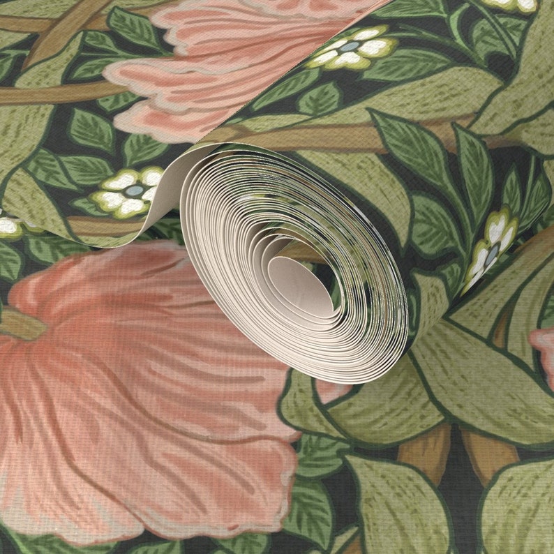 Green William Morris Grasscloth Wallpaper Pimpernel Dark by Chantal ...