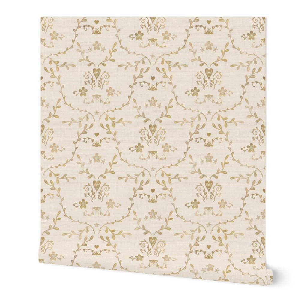 Ivory Damask Grasscloth Wallpaper Damask on Ivory by 3rittanylane ...