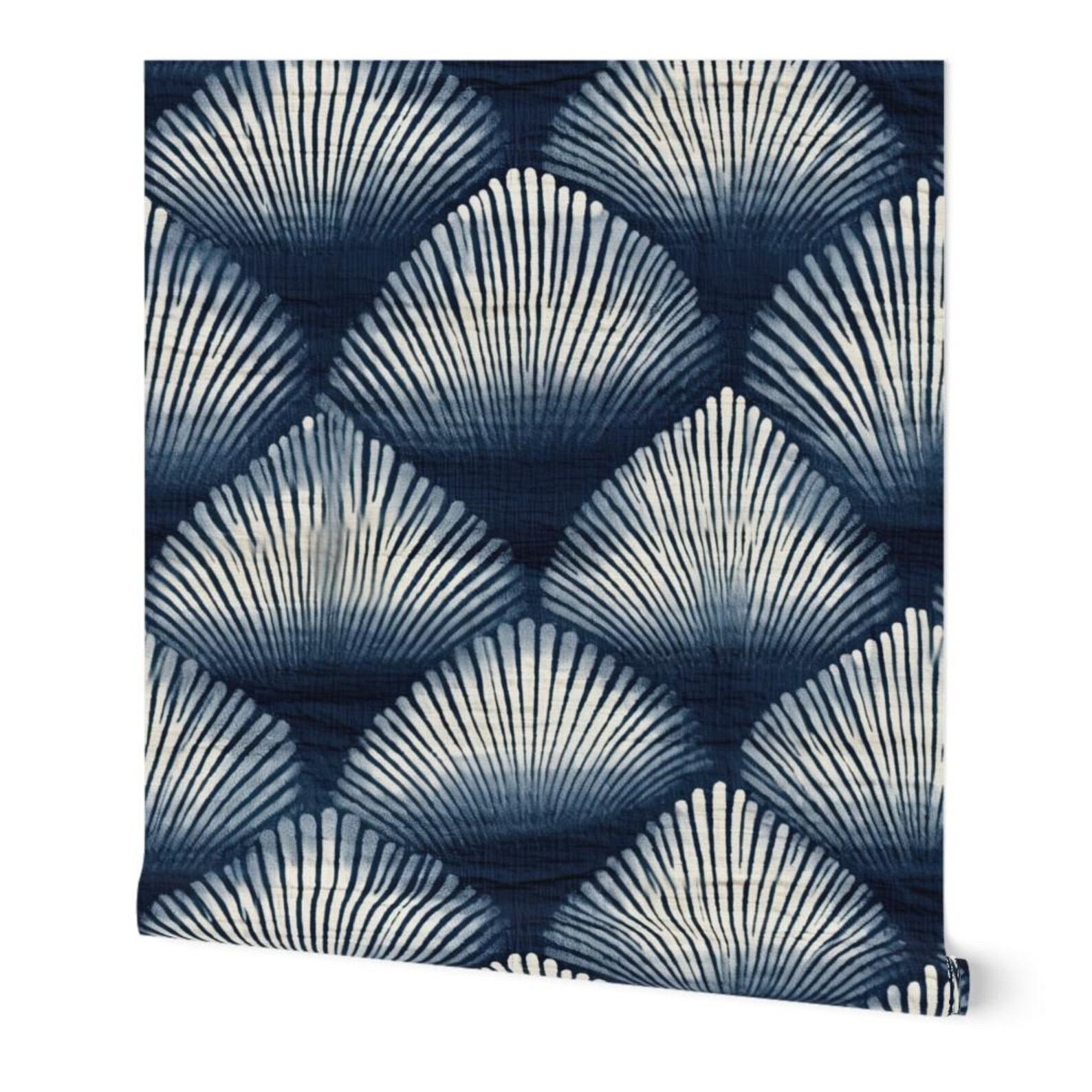 Indigo Shells Grasscloth Wallpaper - Indigo Shell by Bicoinu - Coastal ...