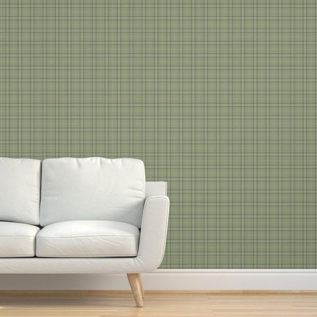 Sage Green Plaid Grasscloth Wallpaper - Sage Plaid by Fromestus ...