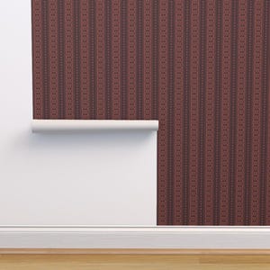 Maroon Stripe Gold or Silver Metallic Wallpaper - Lattice Stripe by ...