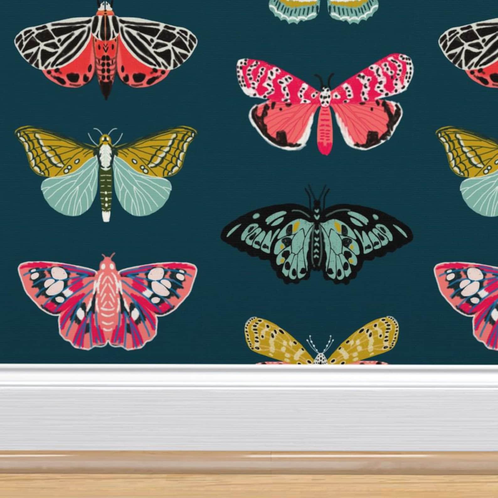 Butterflies Grasscloth Wallpaper - Moth Butterflies by Andrea_lauren ...