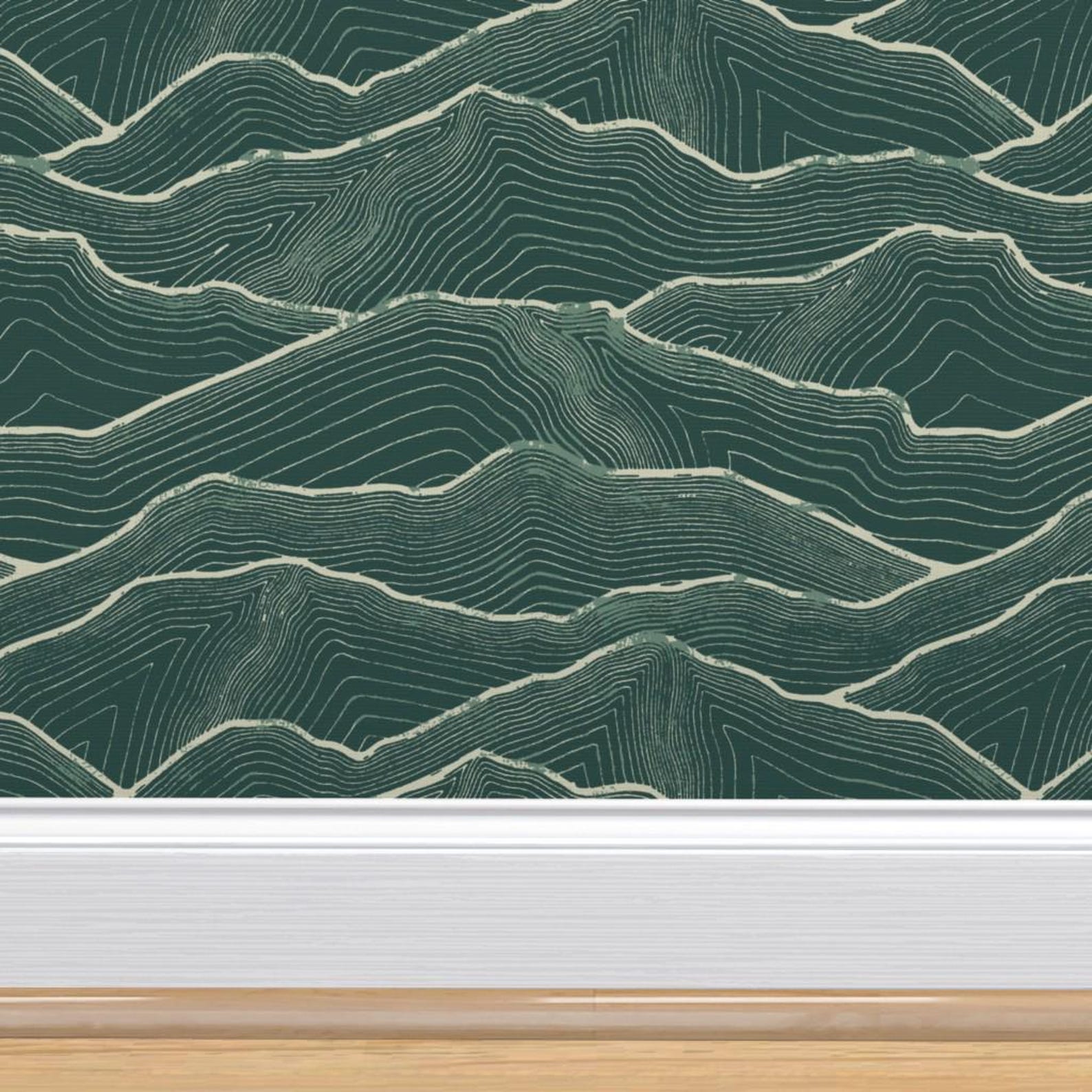 Forest Green Grasscloth Wallpaper - Mountains by Bold_and_brash_designs ...