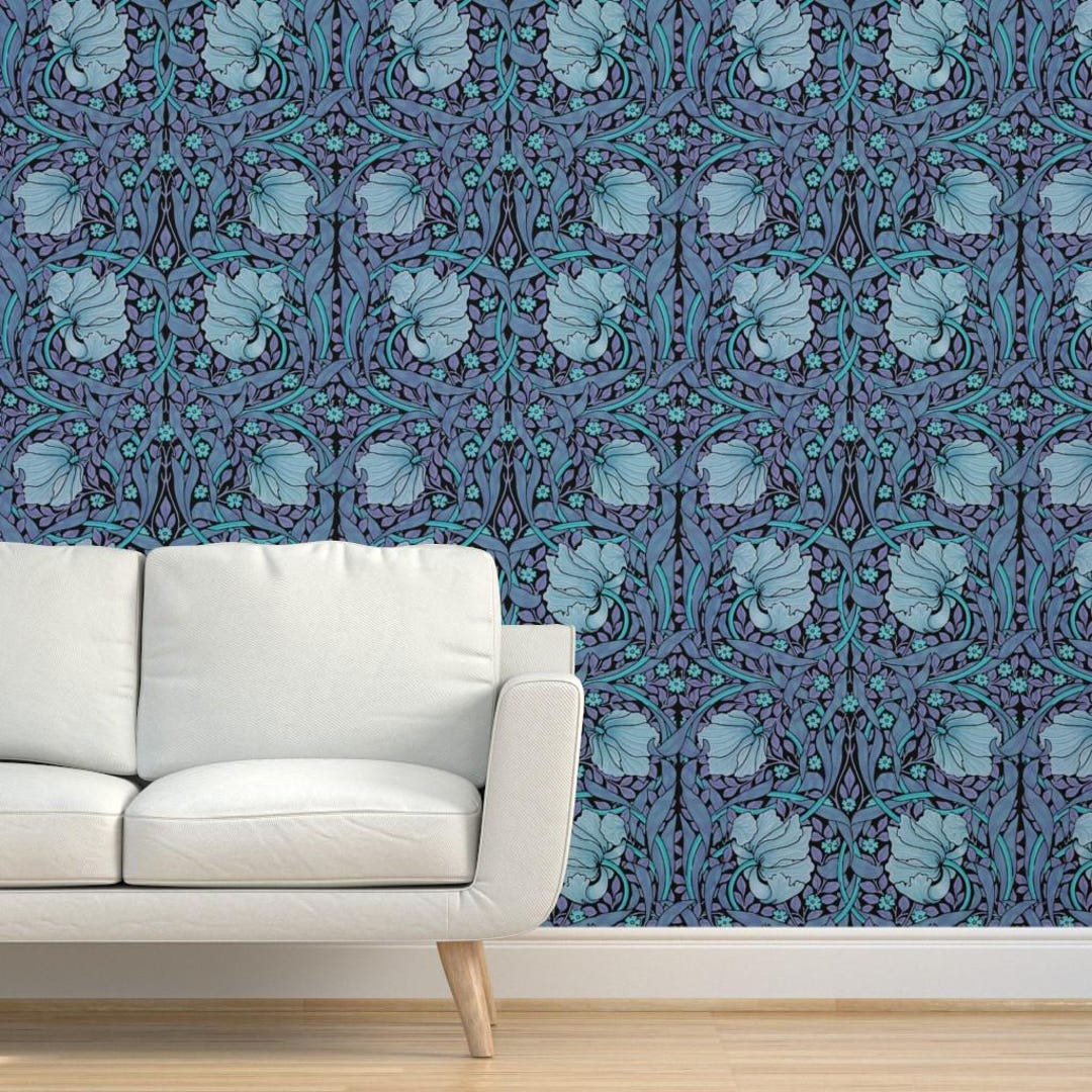 Purple Vines Grasscloth Wallpaper - Morris Twilight by ...