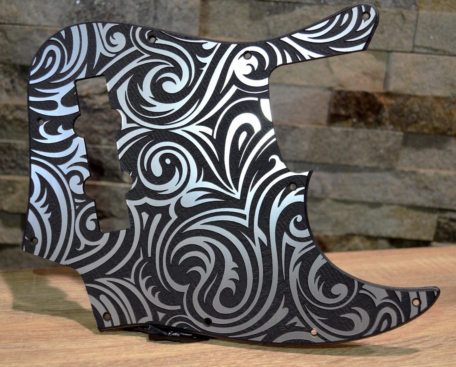 Faux Brushed Aluminum Double Textured Swirl Jazz Bass Pickguard Fits ...