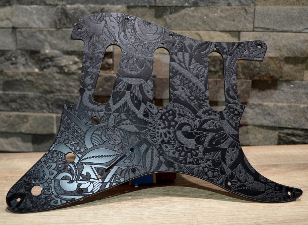 Custom Black Vintage Psychedelic Textured Pickguard Fits Fender ...