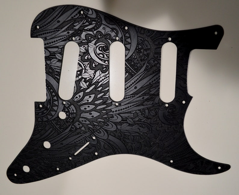 Custom Black Psychedelic Textured Pickguard Fits Fender Stratocaster ...