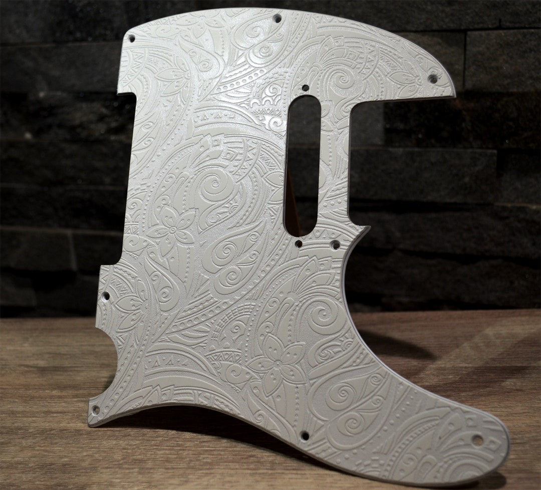 Custom White Psychedelic 2 Paisley Textured Pickguard - Fits Fender ...
