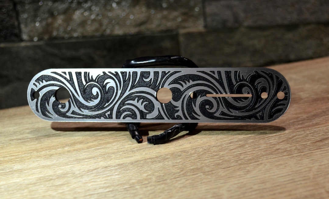 Faux Brushed Metal Spiral Control Cover Fender Telecaster-2 Knob 3 Way ...