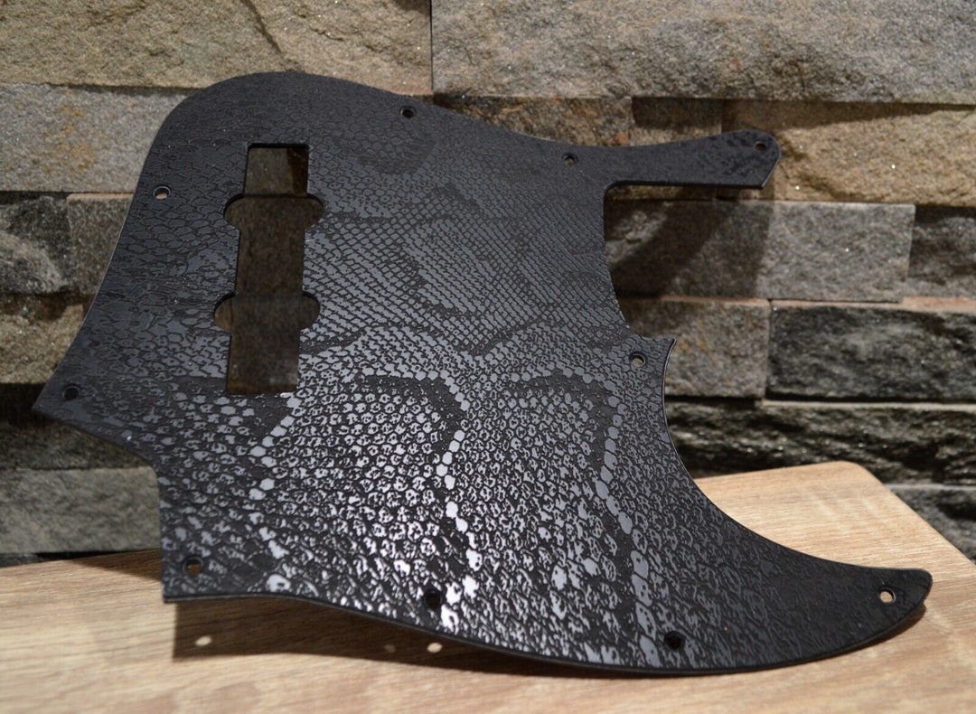 Custom Jazz Bass Pickguard J Bass Scratch Plate Black Snakeskin Fits ...