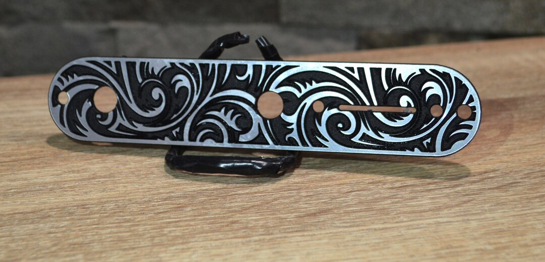 Faux Brushed Metal Spiral Control Cover - Fender Telecaster-2 Knob 3 ...
