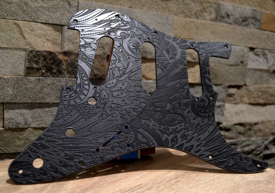 Custom Black Psychedelic Textured Pickguard Fits Fender Stratocaster ...